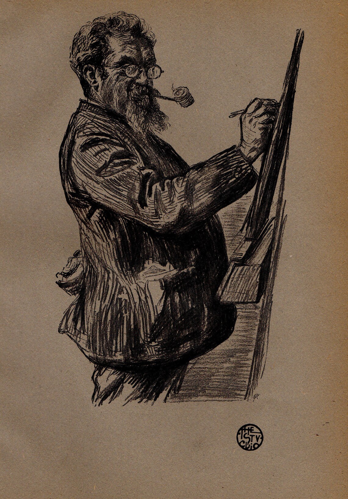 1900 Victorian STUDIO Art Print Portrait-sketch of the Late H Stacey ...