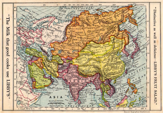 ASIA Vintage MAP 1930 USSR India Persia Etc. - Etsy