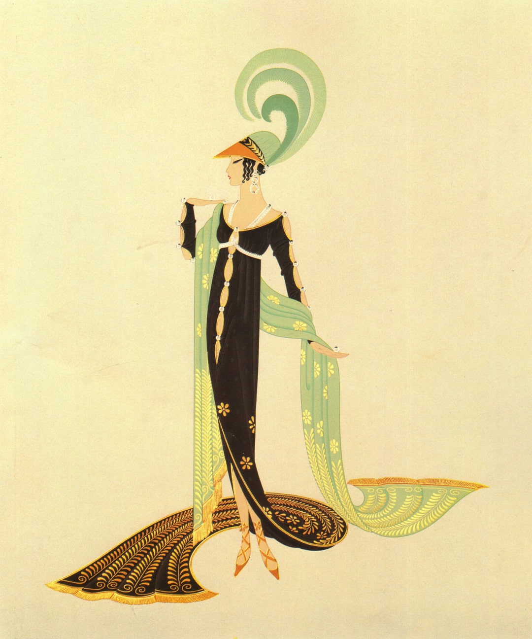 Chic Original Vintage ERTE Art Deco PRINT "directoire" Fashion Book ...