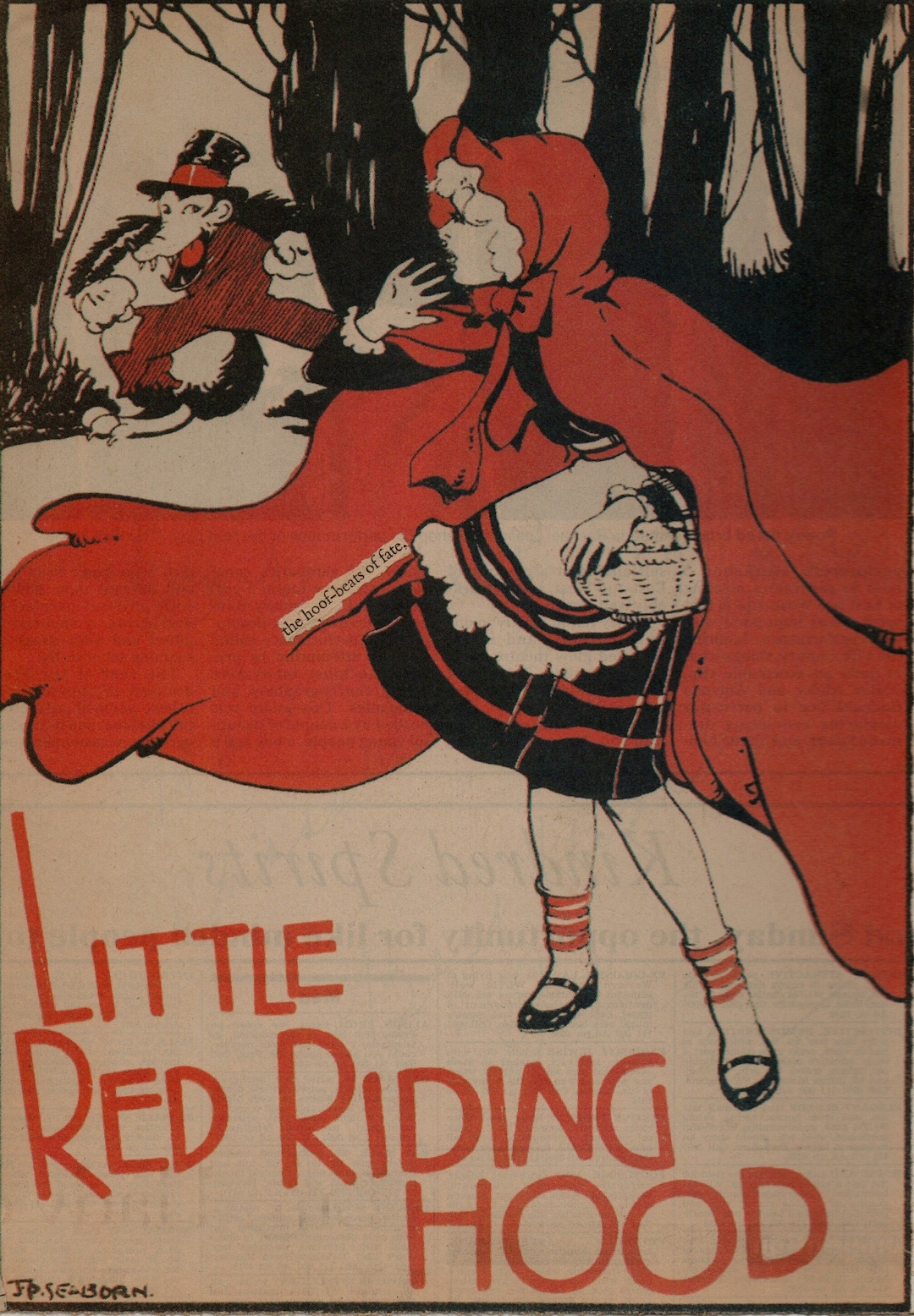 Little RED RIDING HOOD by J P Seaborn 1920 Vintage Print Original Book ...
