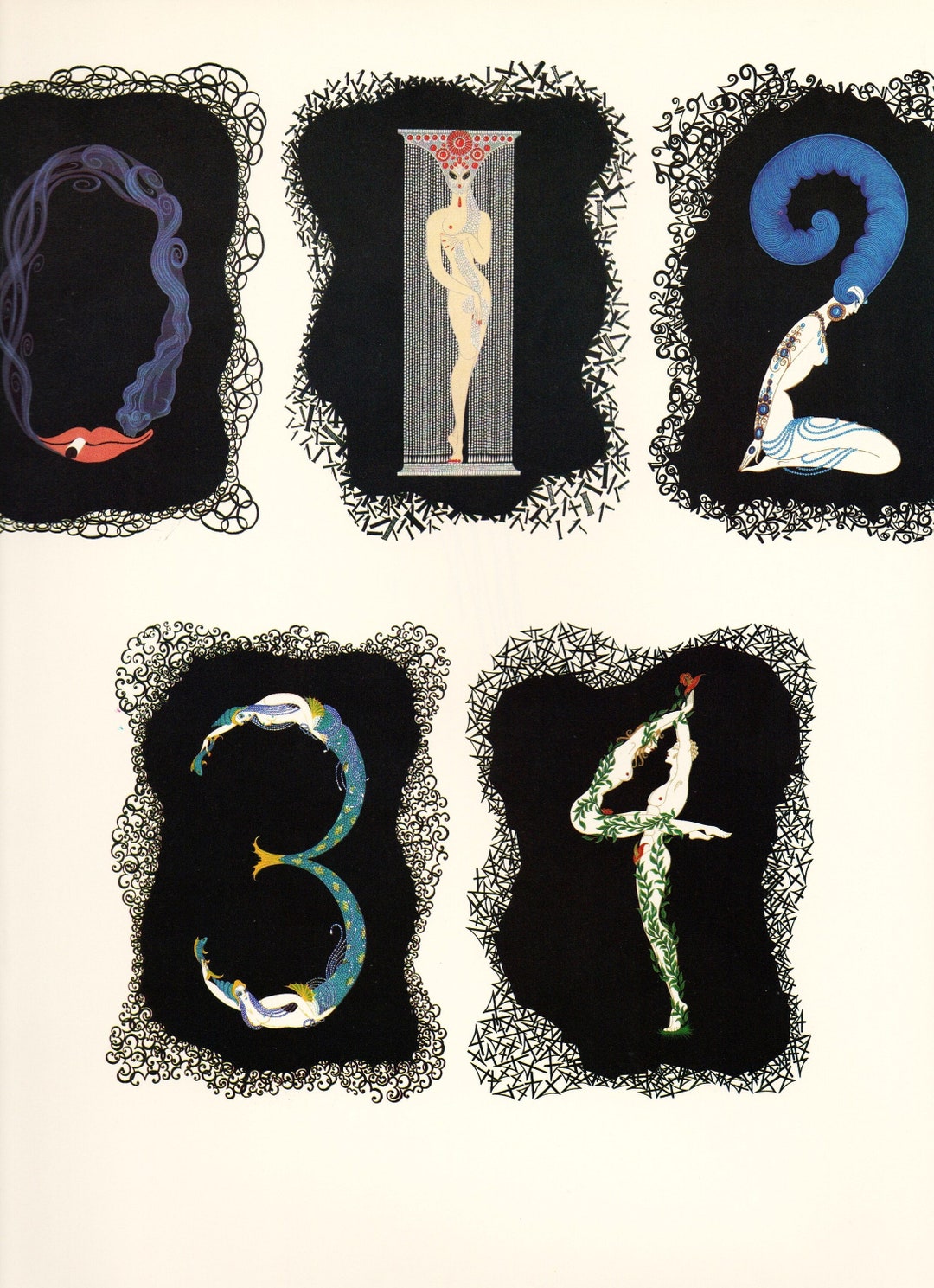 2 Original ERTE Art Deco Prints THE NUMERALS Fashion Book Plates - Etsy