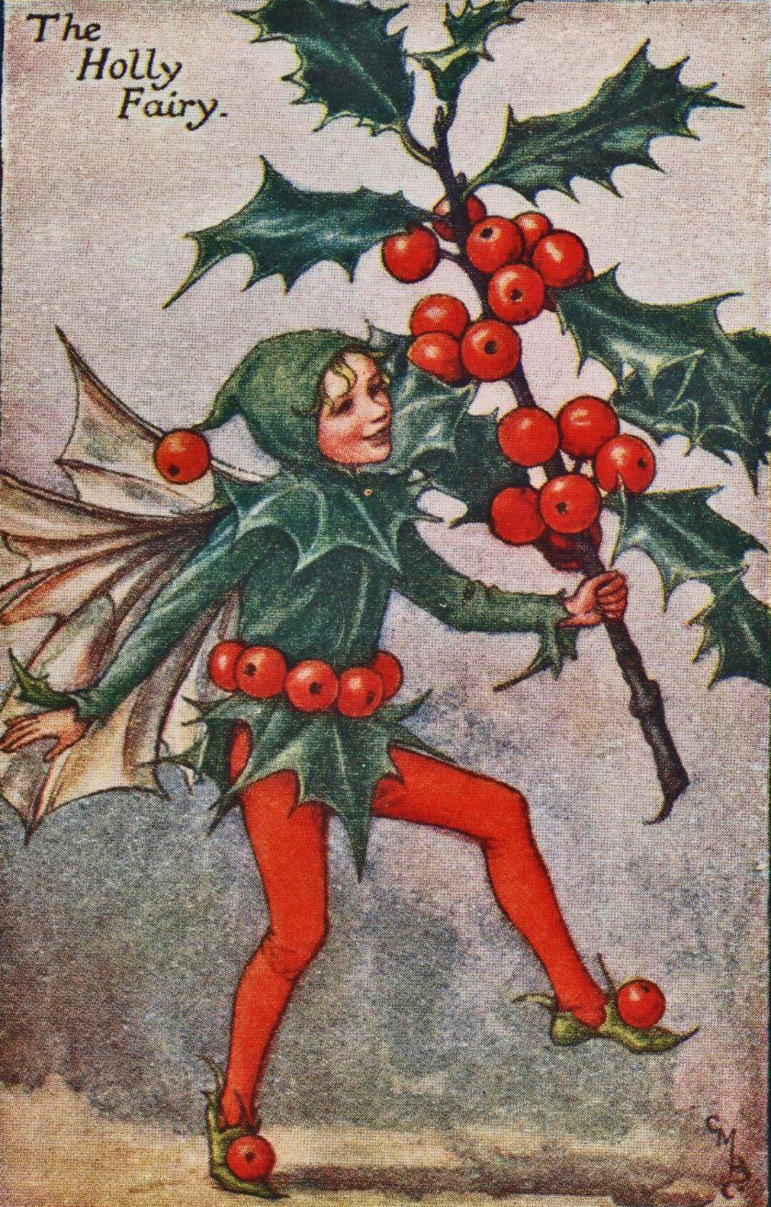 Flower Fairies: THE HOLLY FAIRY Vintage Print C1930 by Cicely Mary ...