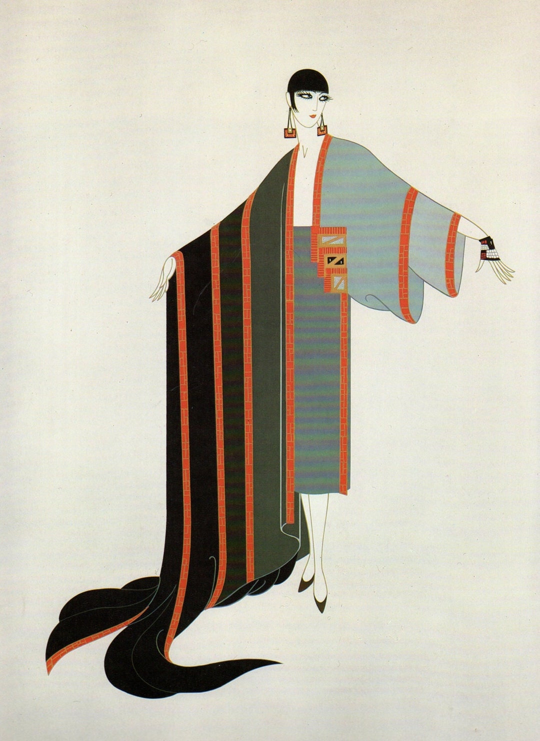 Chic Original Vintage ERTE ART Deco Print MICHELLE Fashion Book Plate ...