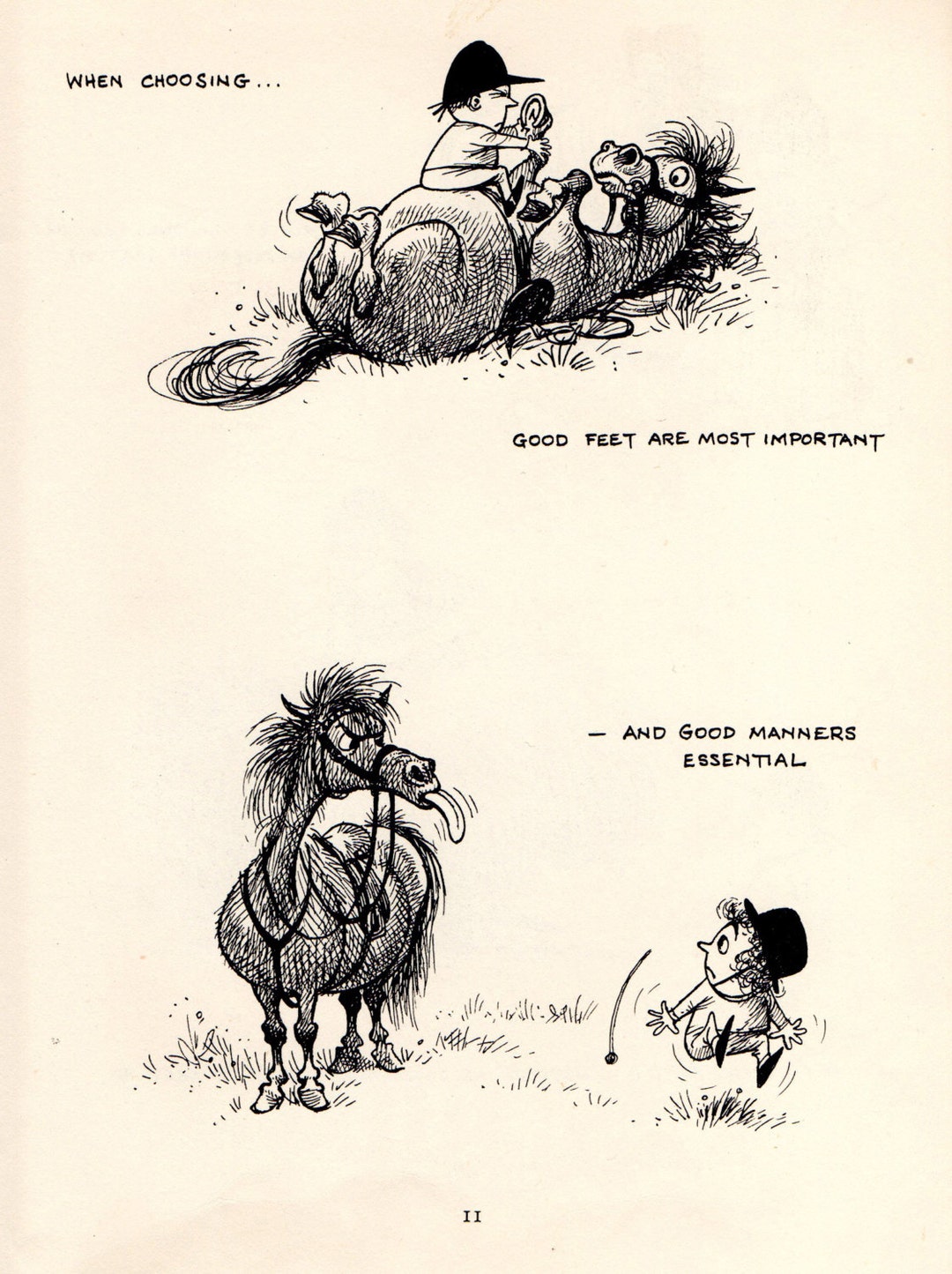 Original 1962 Funny THELWELL HORSE / PONY Vintage Art Cartoon Print ...