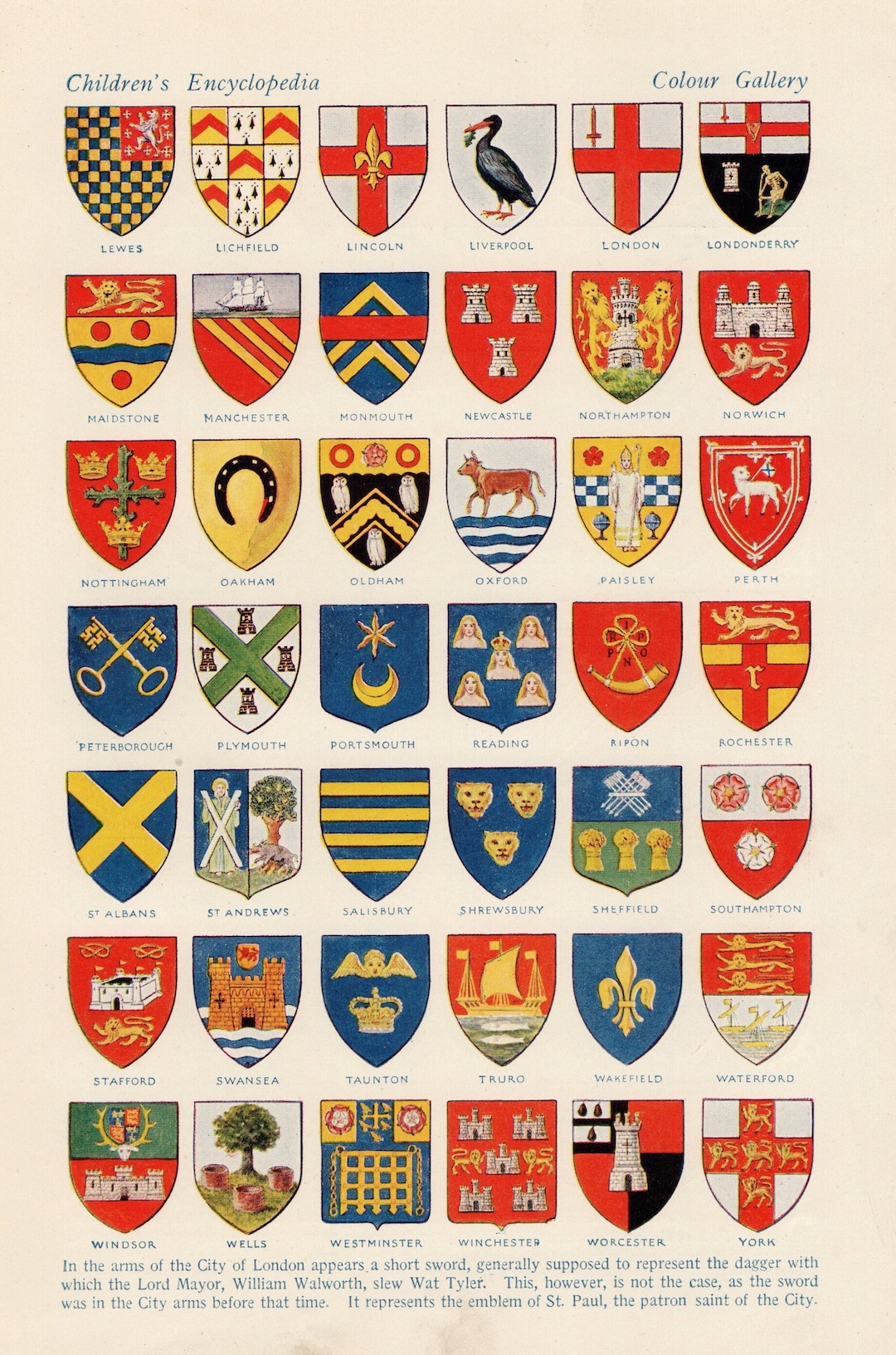 1920 Vintage FLAG Print Original Double-sided Bookplate heraldry of ...