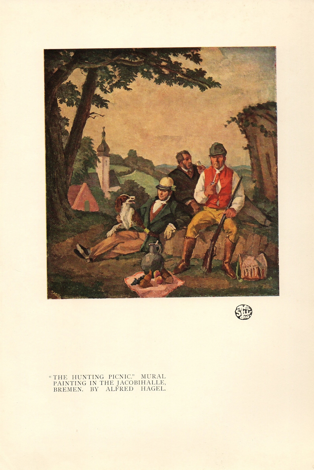 Fox Hunting Picnic Vintage Art Original 1926 Victorian STUDIO Print by ...