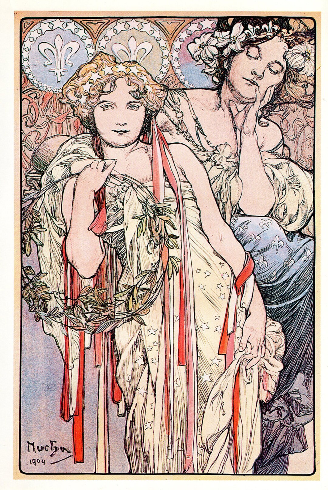 Alphonse MUCHA 1976 Authentic Vintage Art Nouveau PRINT "the New York ...