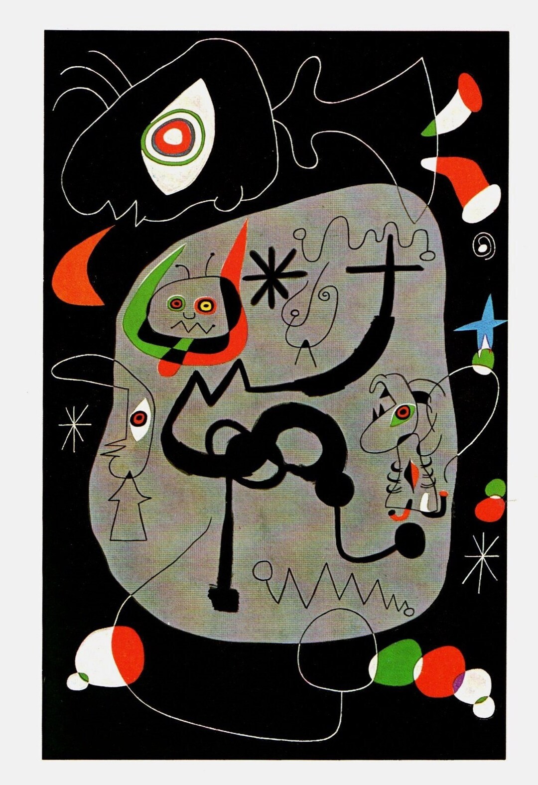 Joan Miro Vintage Surrealist Art Print: Dancer, Gothic Cathedral, 1988 ...