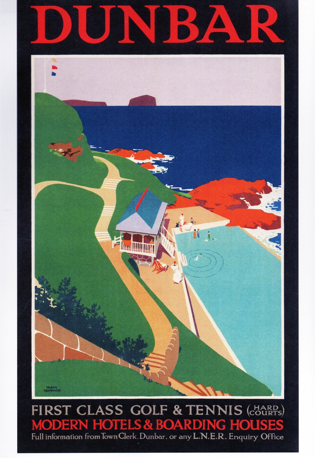 Vintage Travel Poster DUNBAR Original Bookplate Print - Etsy