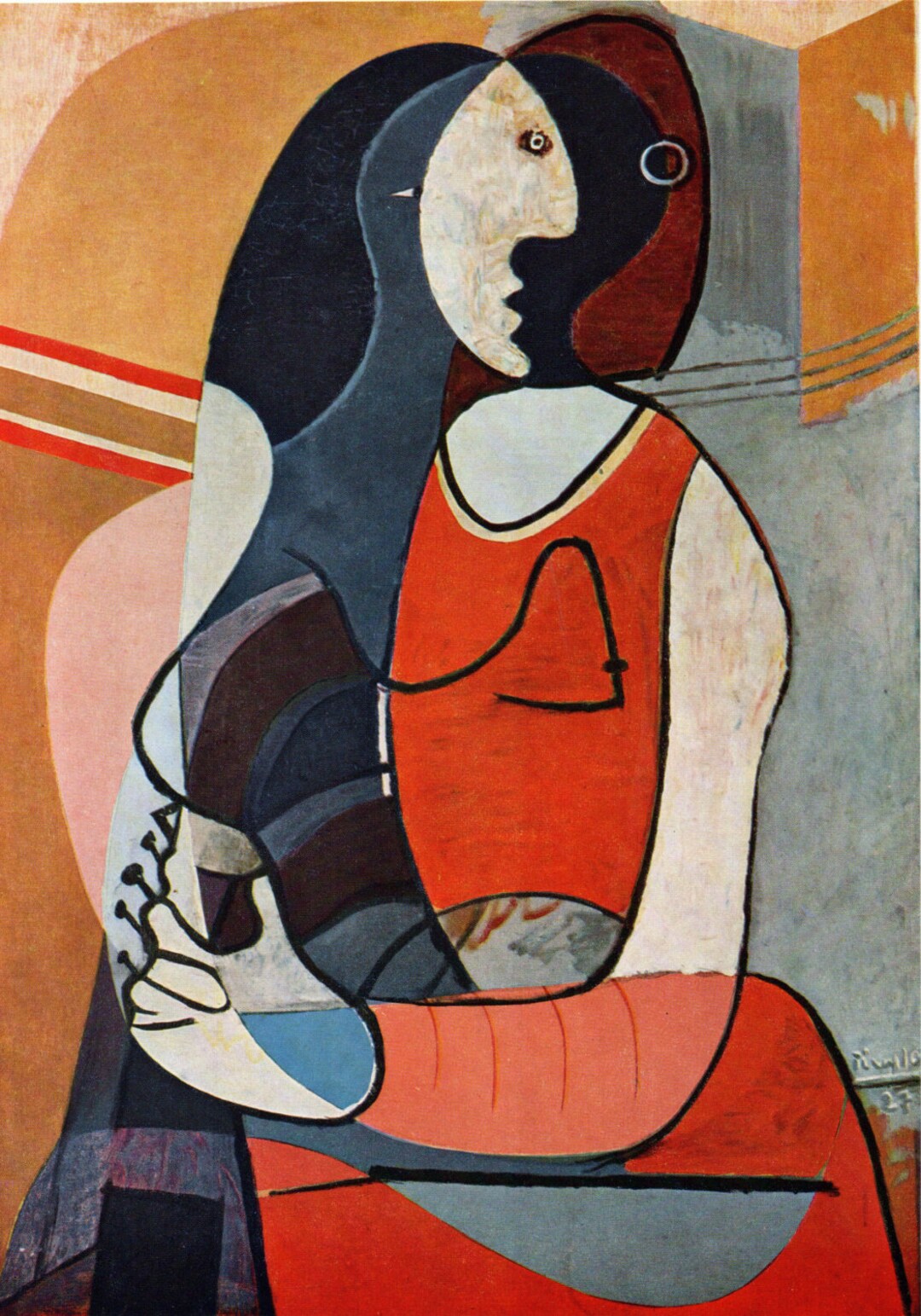 1955 Original PICASSO Vintage Colour Print "seated Woman" Tipped in ...