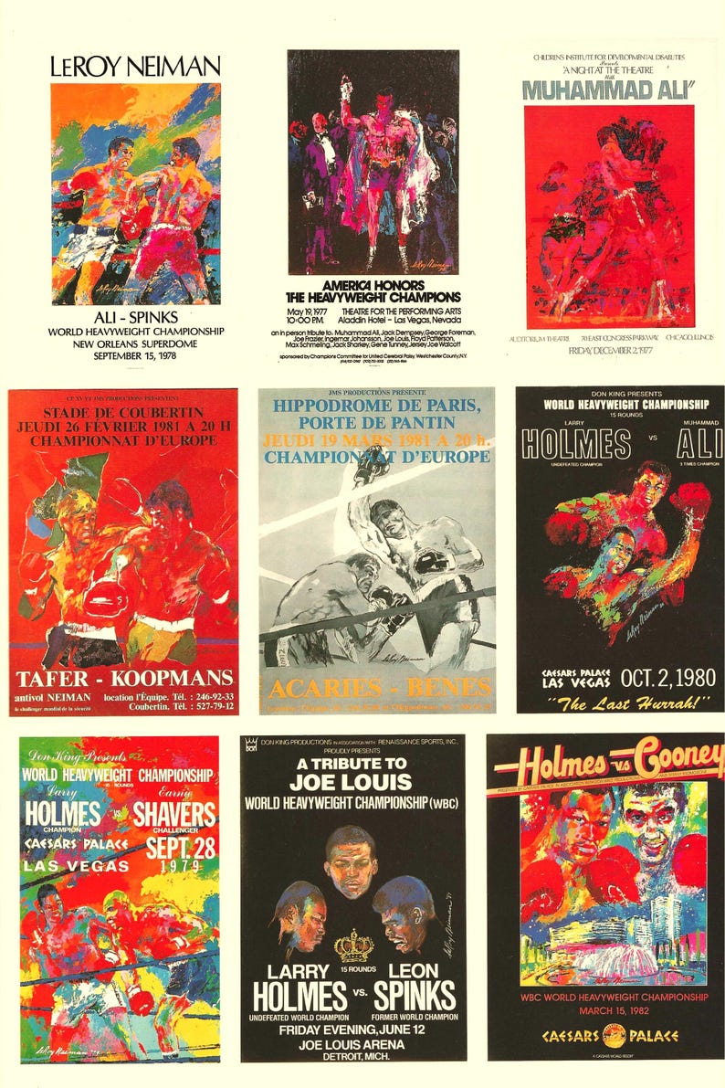 Vintage BOXING POSTERS Original Leroy NEIMAN Print Book Plate - Etsy