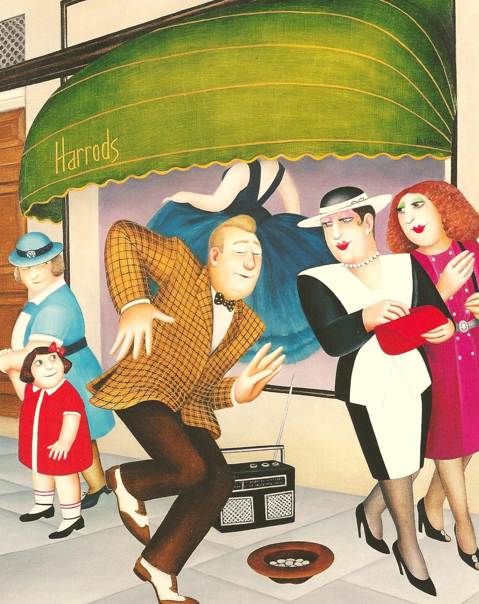 HARRODS Beryl COOK Original Funny Vintage Art Print Book Plate - Etsy