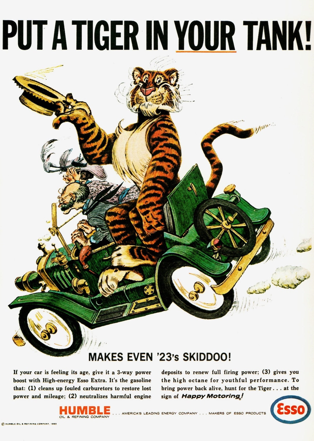 ESSO Original Vintage Advertising Art Print Book Plate "put a TIGER in ...
