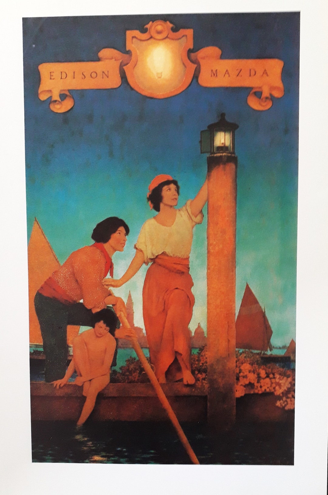 Original Vintage Maxfield Parrish Poster 1989 VENETIAN LAMPLIGHTER - Etsy