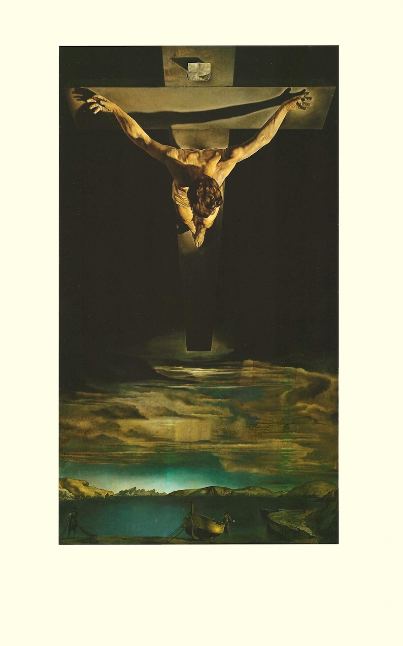 CRUCIFIXION Salvador DALI Authentic Vintage Surrealist Art Print ...