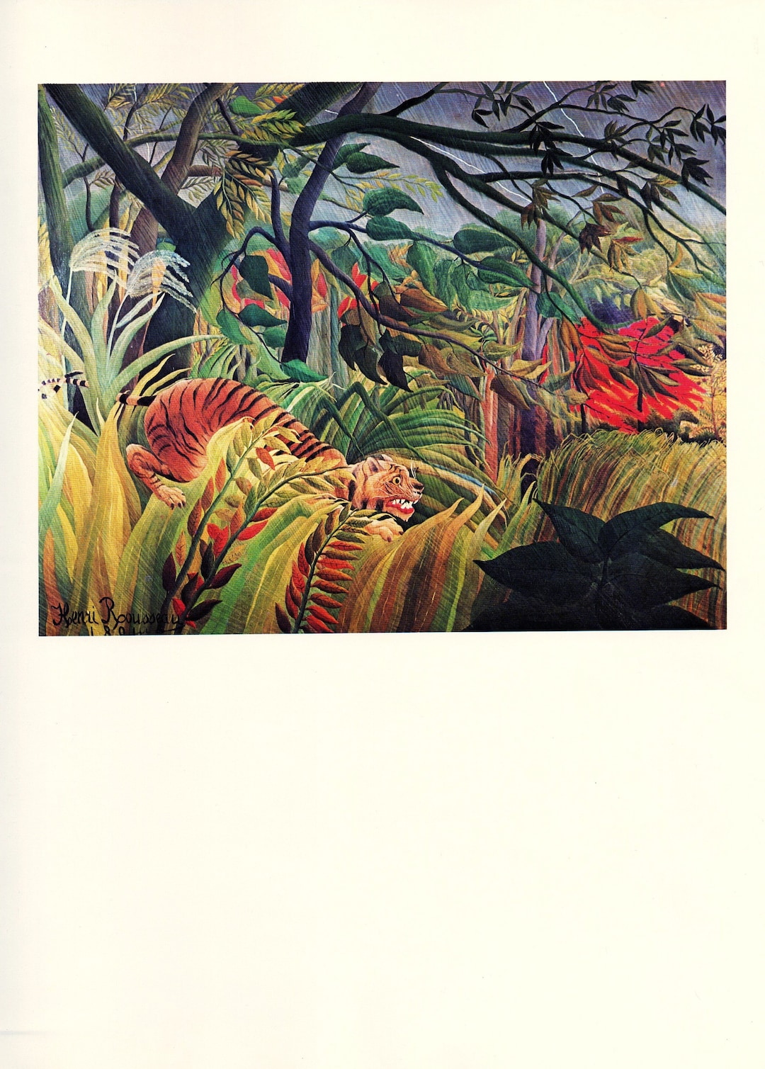 Tropical Storm With TIGER Henri ROUSSEAU Original 1975 Vintage French ...
