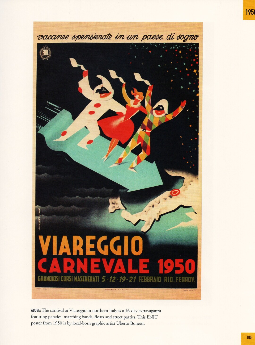 Vintage Travel Poster Original Bookplate VIAREGGIO CARNIVAL Italy - Etsy