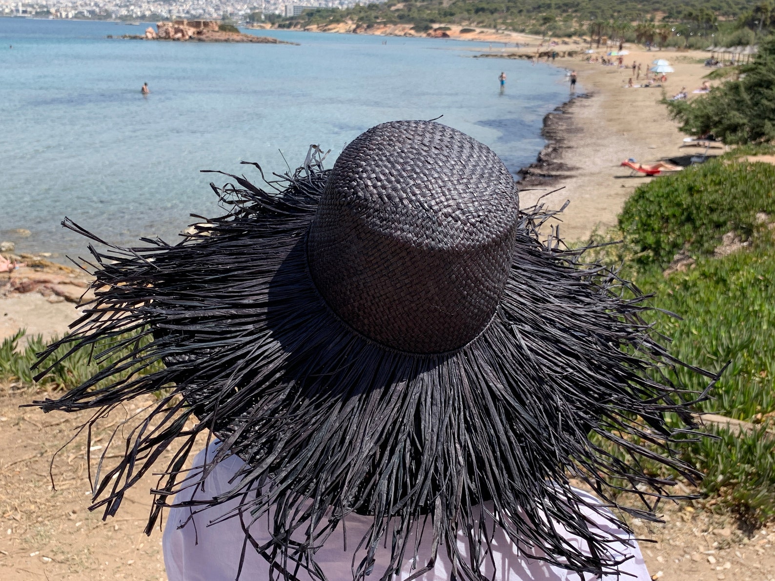 Black Long Fringe Raffia Sun Hat Fringed Raffia Hat Black - Etsy