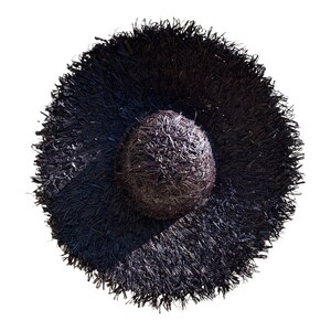 Black Straw Hat, Raffia Fur Hat, Large Straw Sun Hat, Ladies Black Hat ...