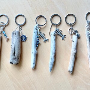 Driftwood Key Ring With Charm, Driftwood Key Chain, Wood Key Fob, Greek ...