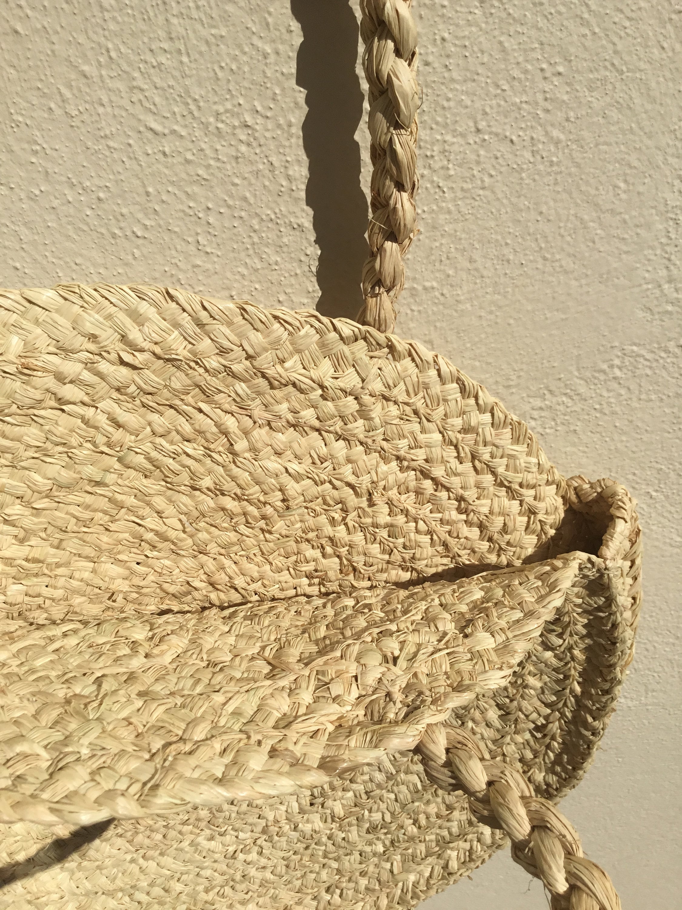 Large round straw bag straw handles French market bag raffia | Etsy