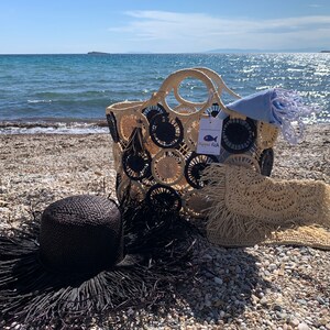 Black Long Fringe Raffia Sun Hat, Fringed Raffia Hat, Black Straw Hat ...