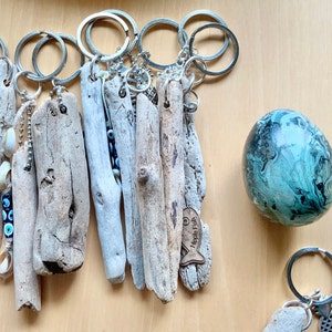 Driftwood Key Ring With Charm, Driftwood Key Chain, Wood Key Fob, Greek ...