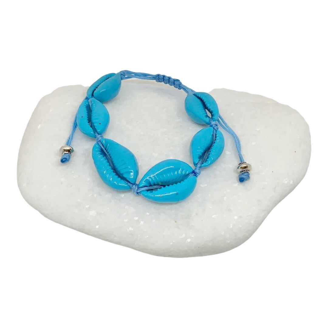 Shell Bracelet Blue Bracelet Beach Jewelry Cowrie Shell - Etsy