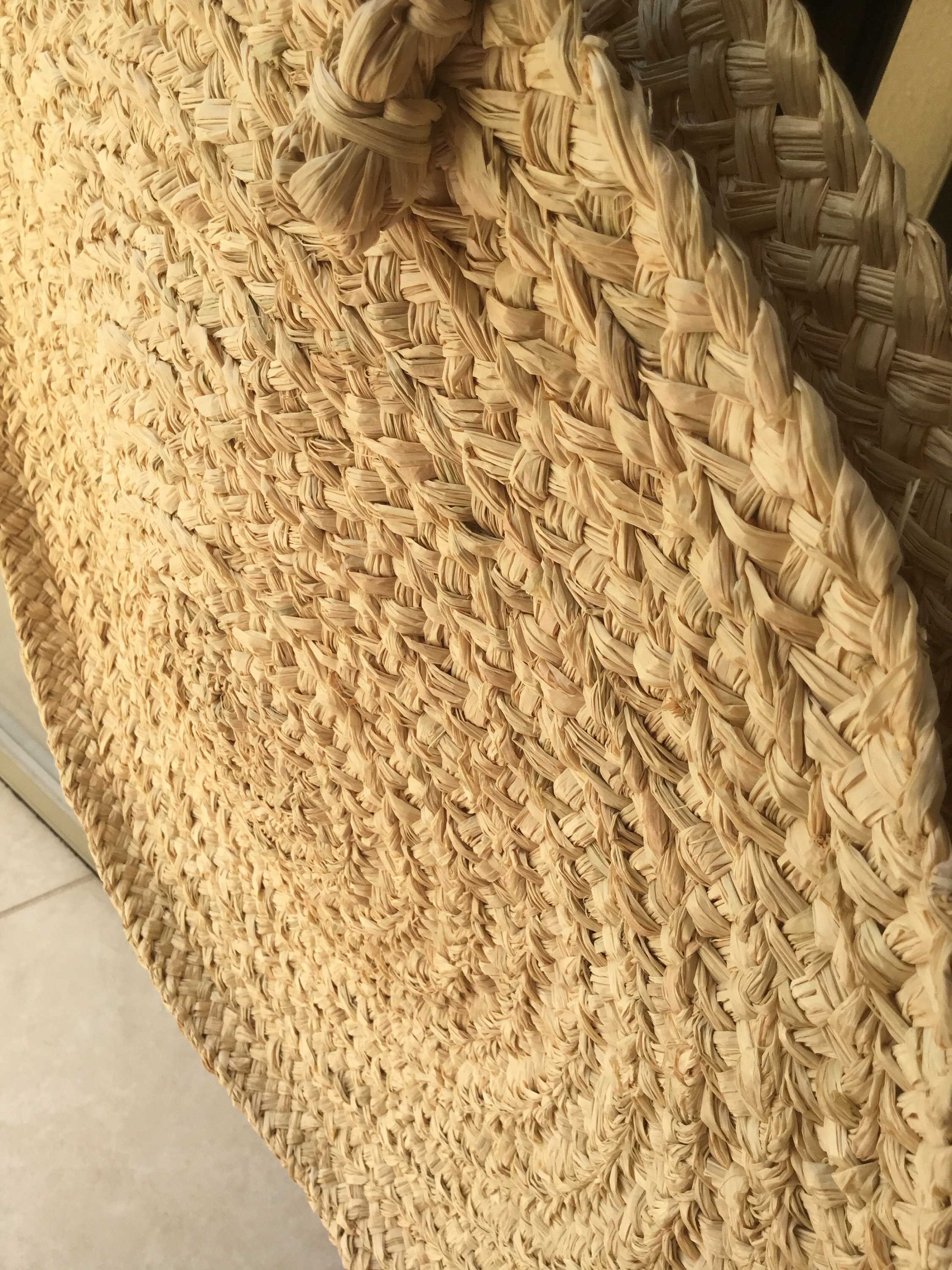 Large round straw bag straw handles French market bag raffia | Etsy