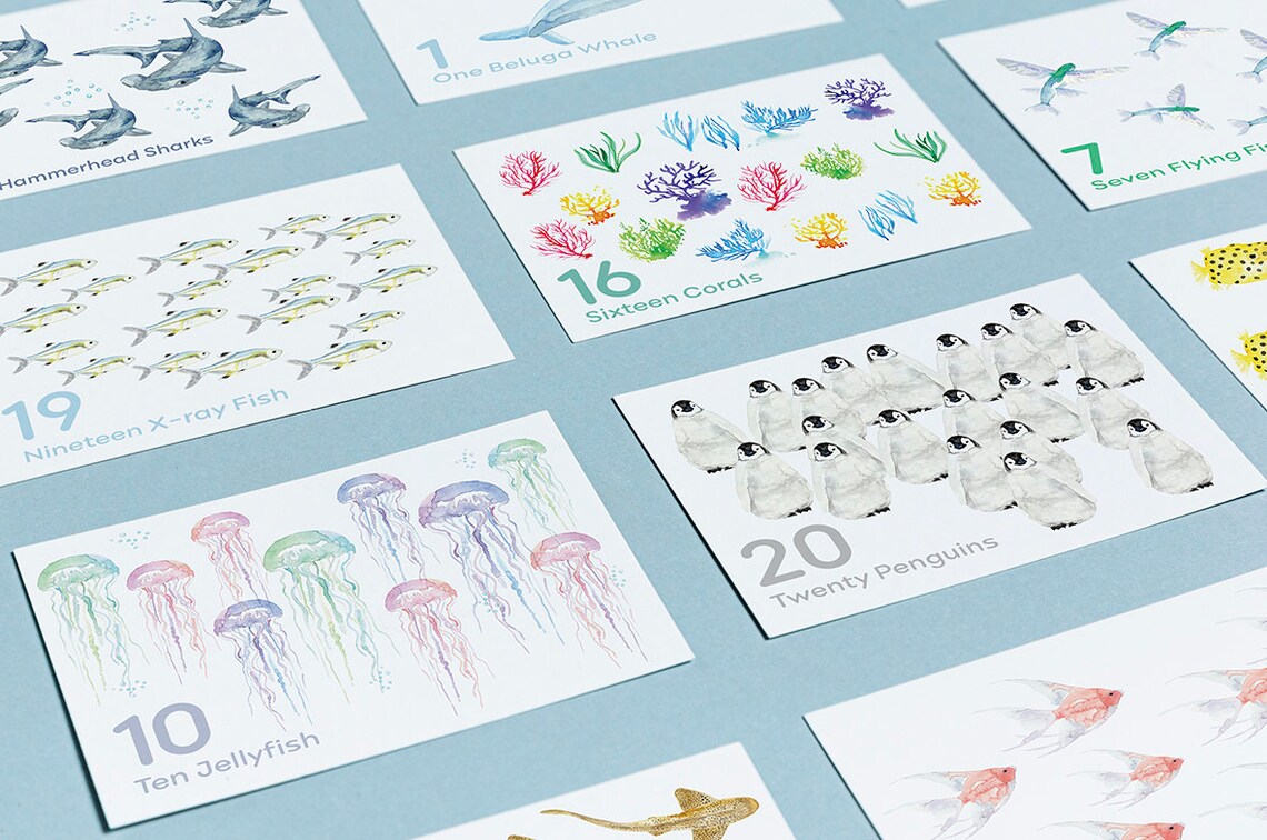 1-20 Ocean Creatures Numbers Printable Digital Flash Cards - Etsy