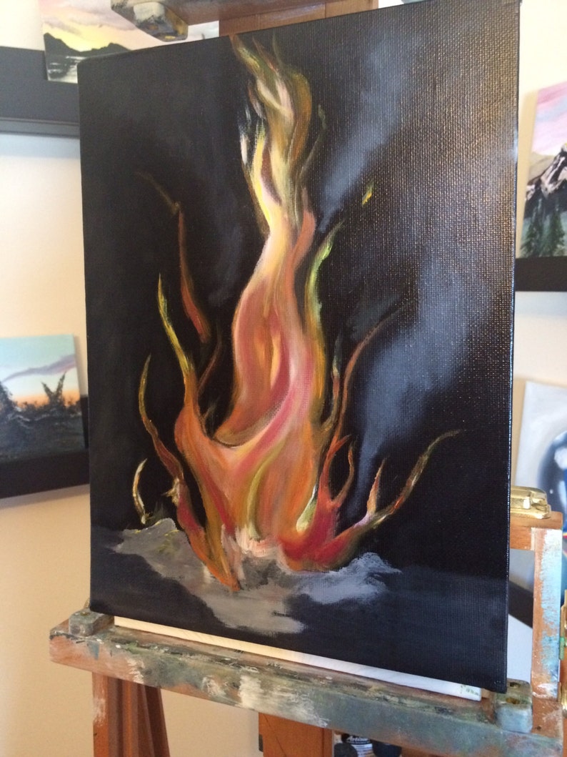 Original Oil Painting of Fire - Etsy