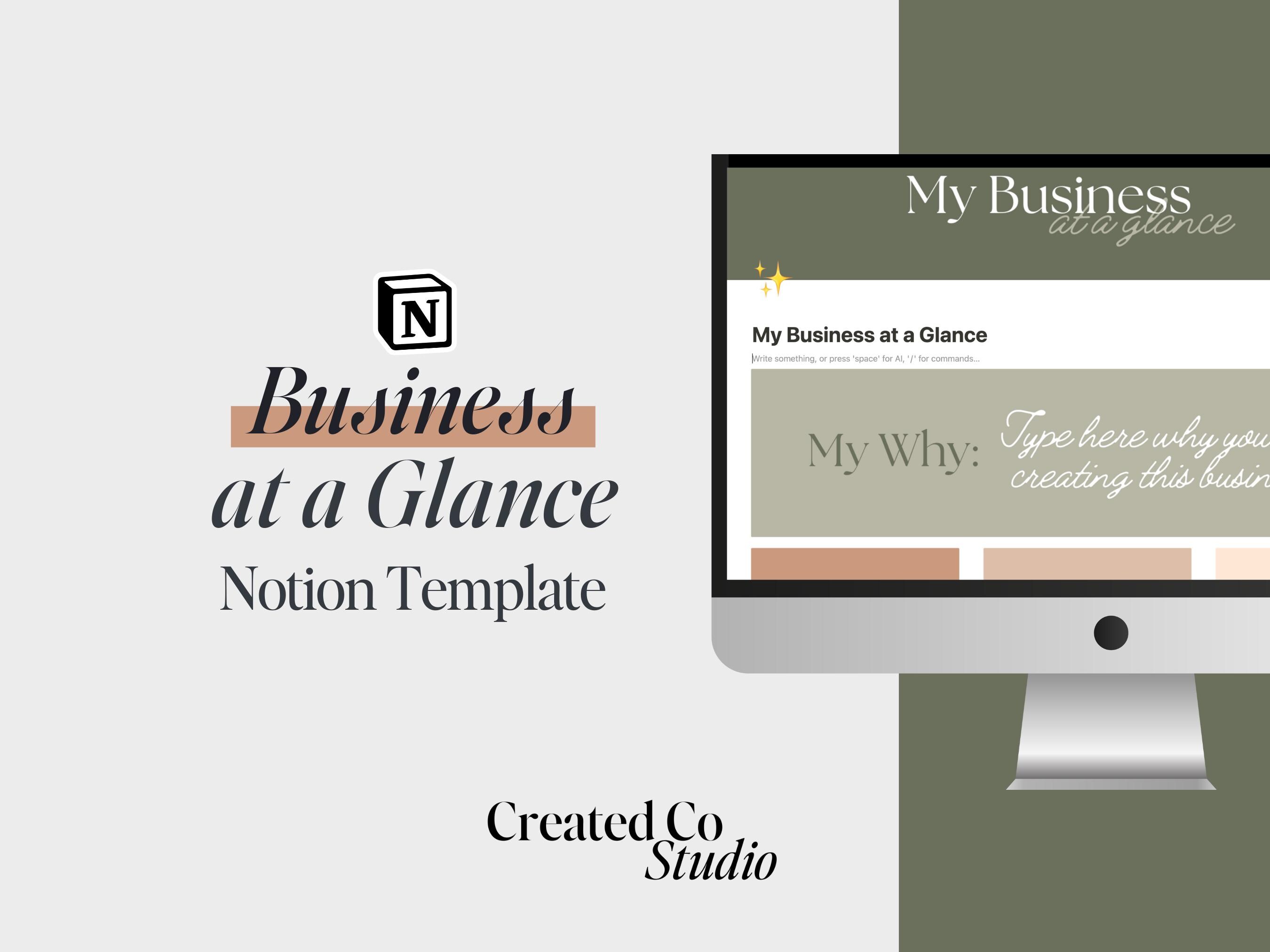 Business at a Glance Notion Template, Business Plan Notion - Etsy