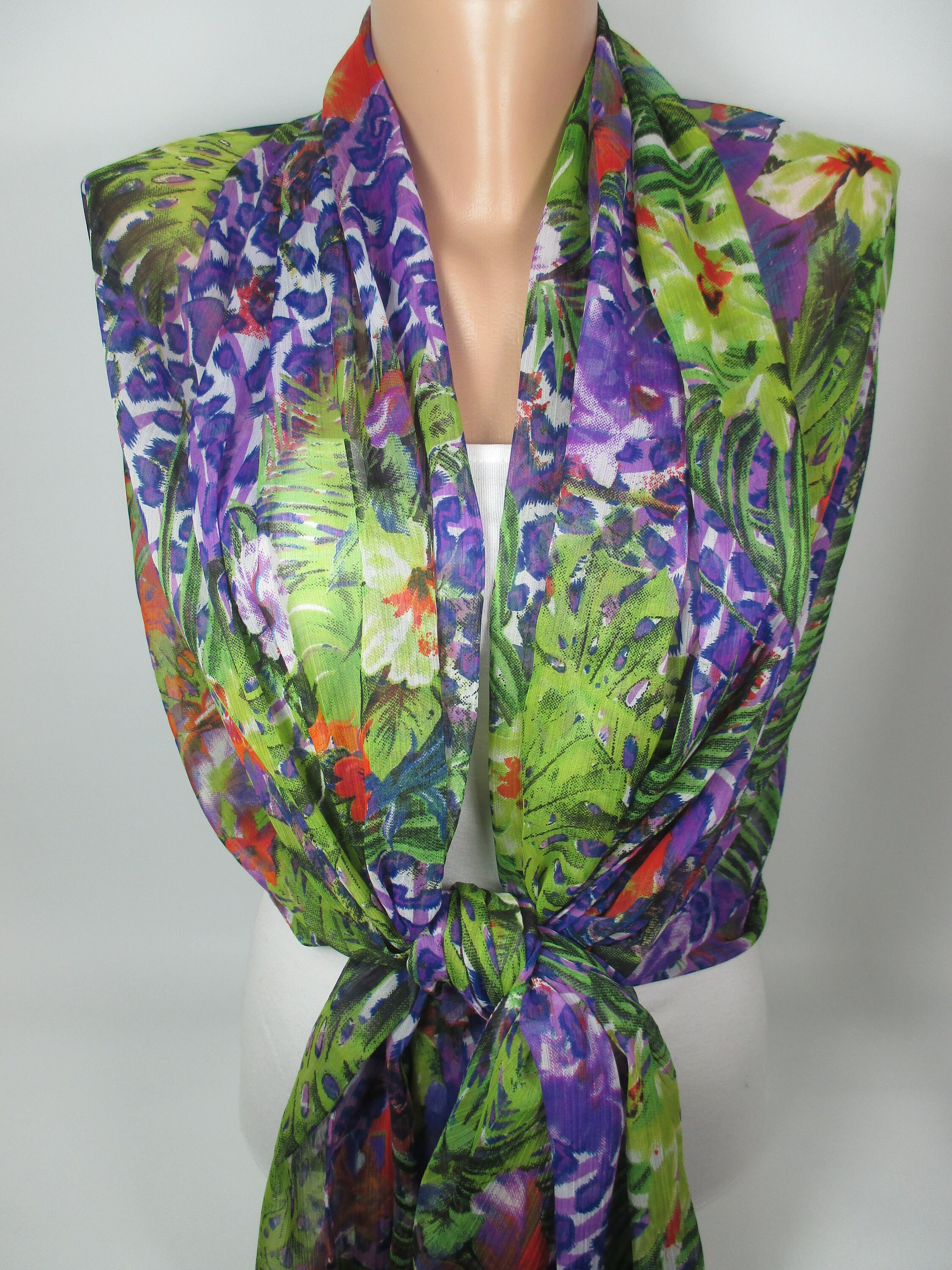 Floral Scarf Flower Plant Scarf Gardenery Scarf Oversized Scarf Pareo ...