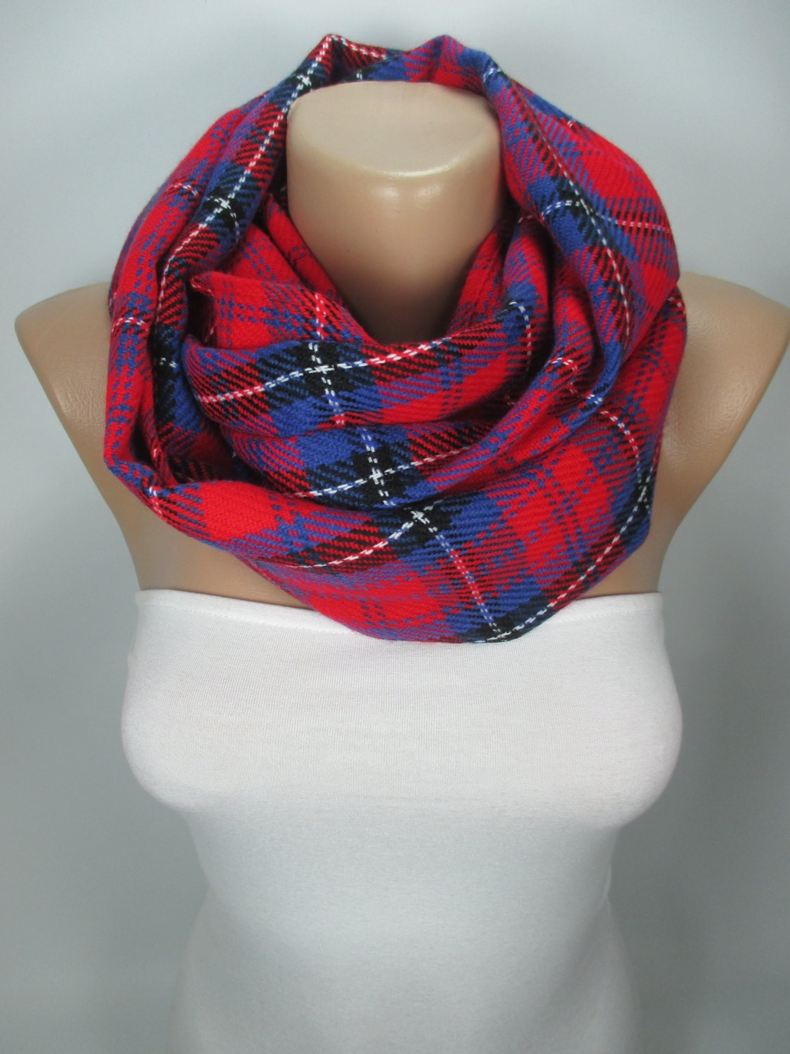 Red Plaid Scarf Unique Gift for Women Cozy Winter Scarf Women Scarf ...