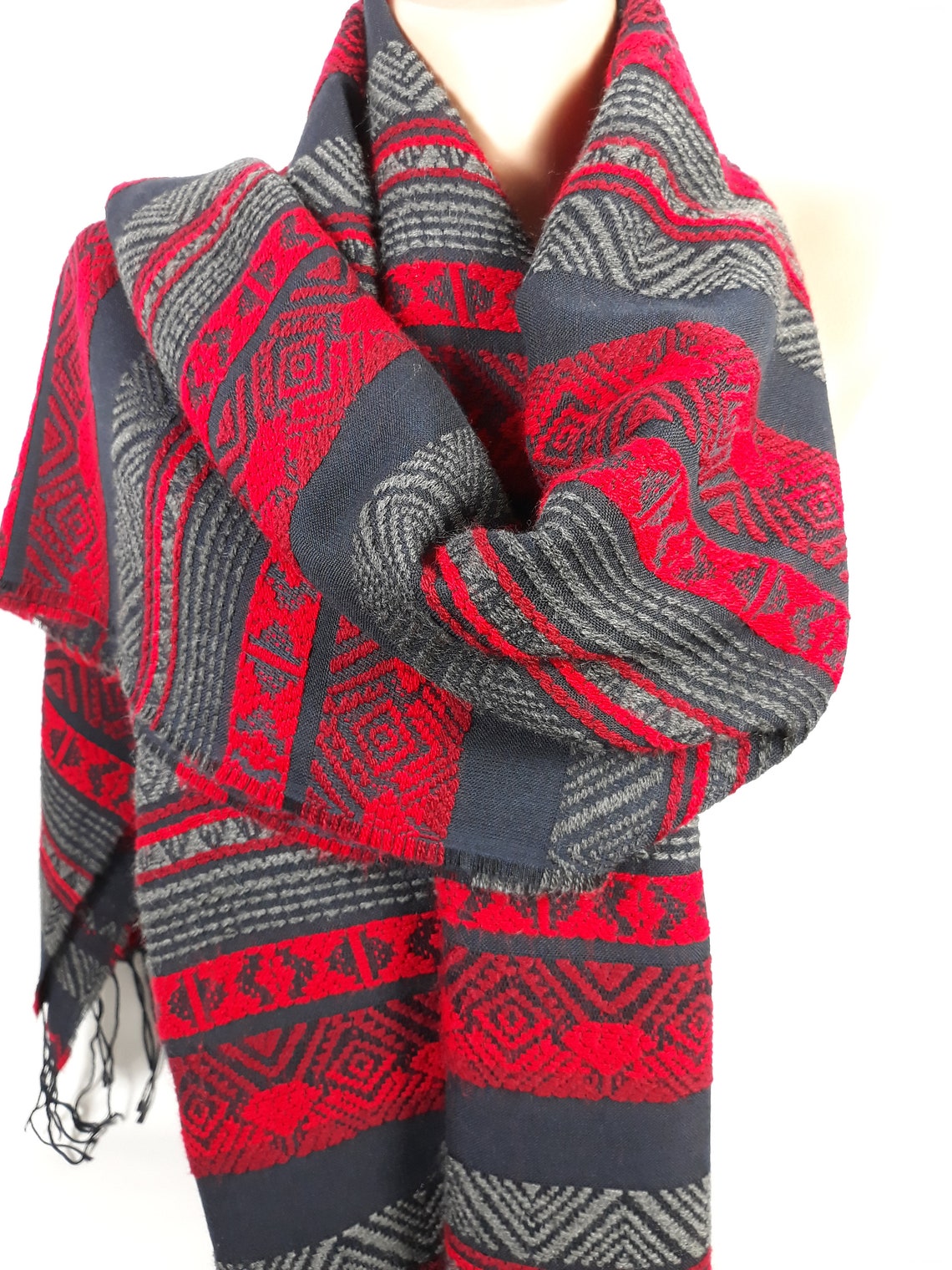 Tribal Blanket Scarf Aztec Scarf Winter Accessories Cozy - Etsy
