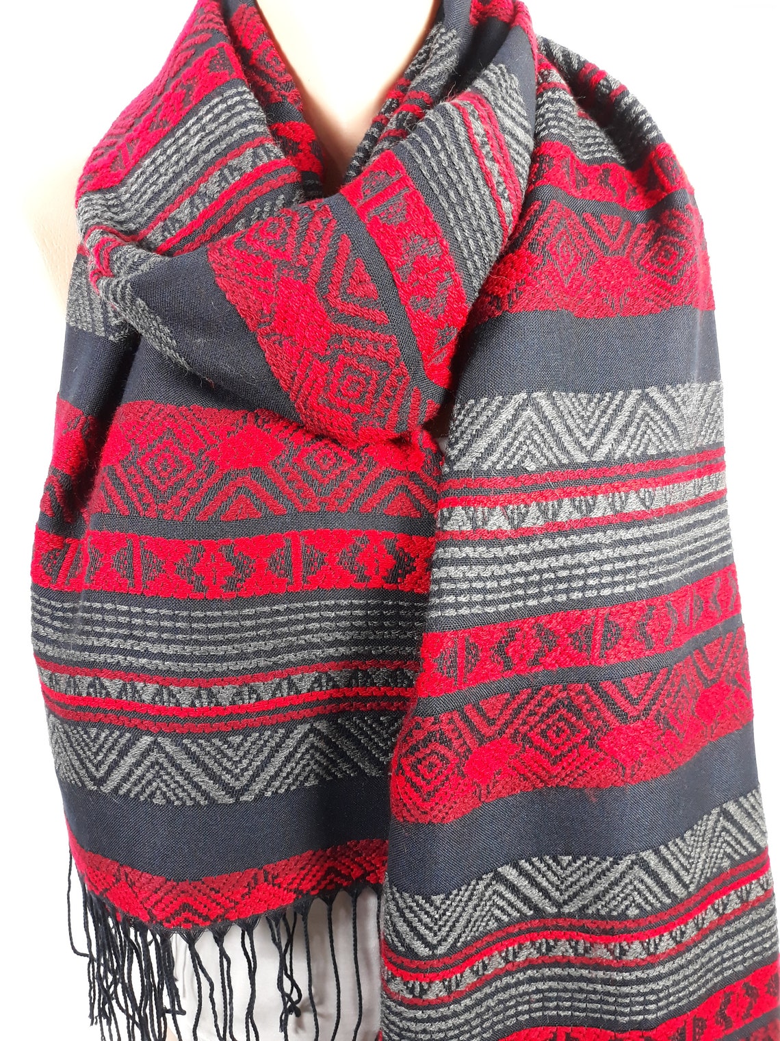 Tribal Blanket Scarf Aztec Scarf Winter Accessories Cozy - Etsy