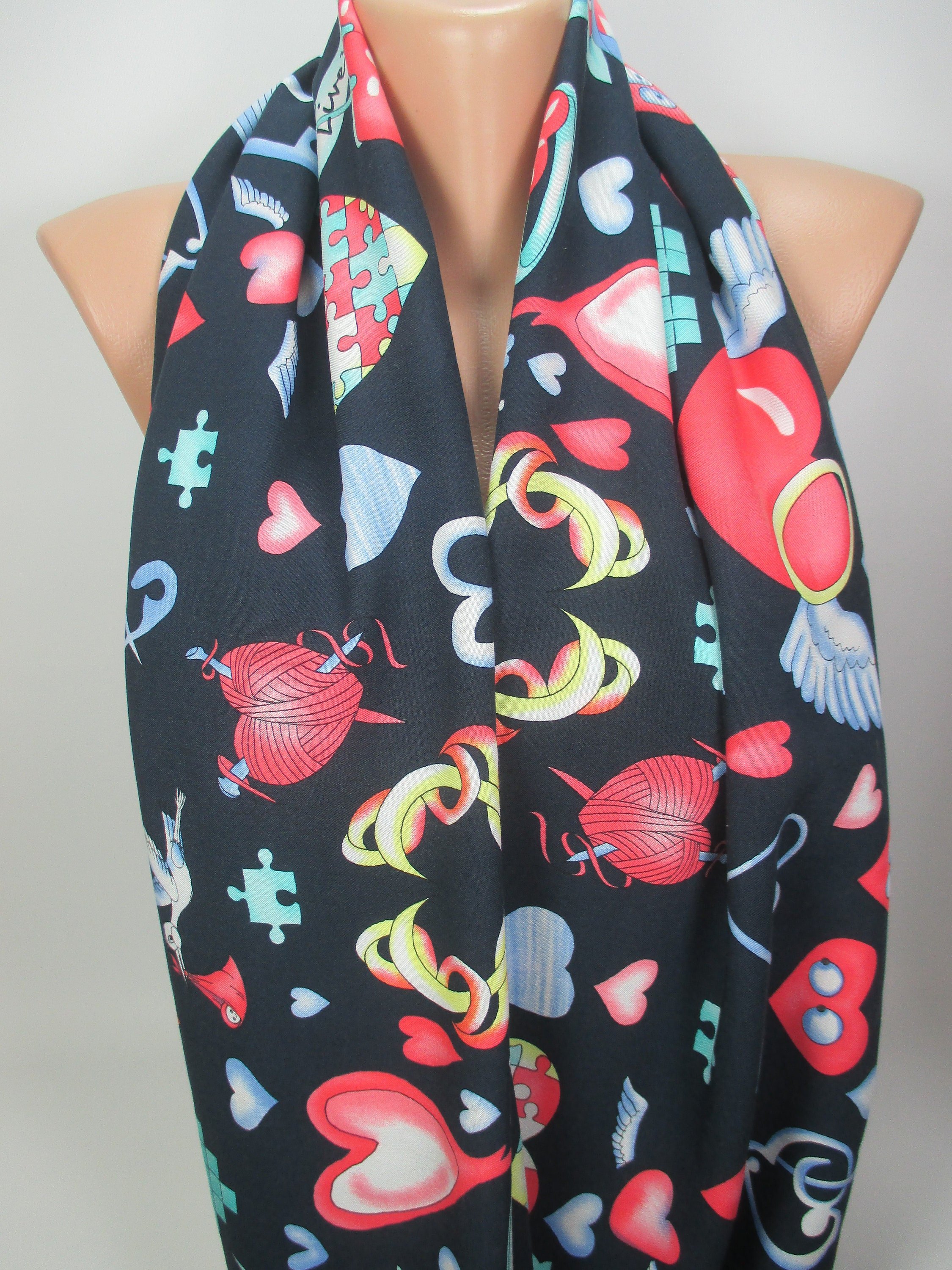 Love Scarf so Soft Cotton Infinity Scarf Heart Scarf Romantic Gift for ...