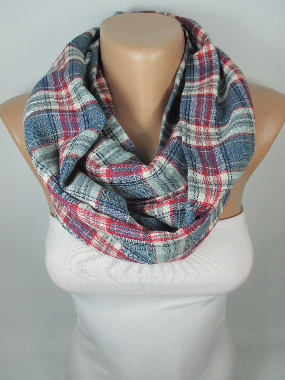 Plaid Infinity Scarf Circle Flannel Scarf Winter Accessories for Women ...
