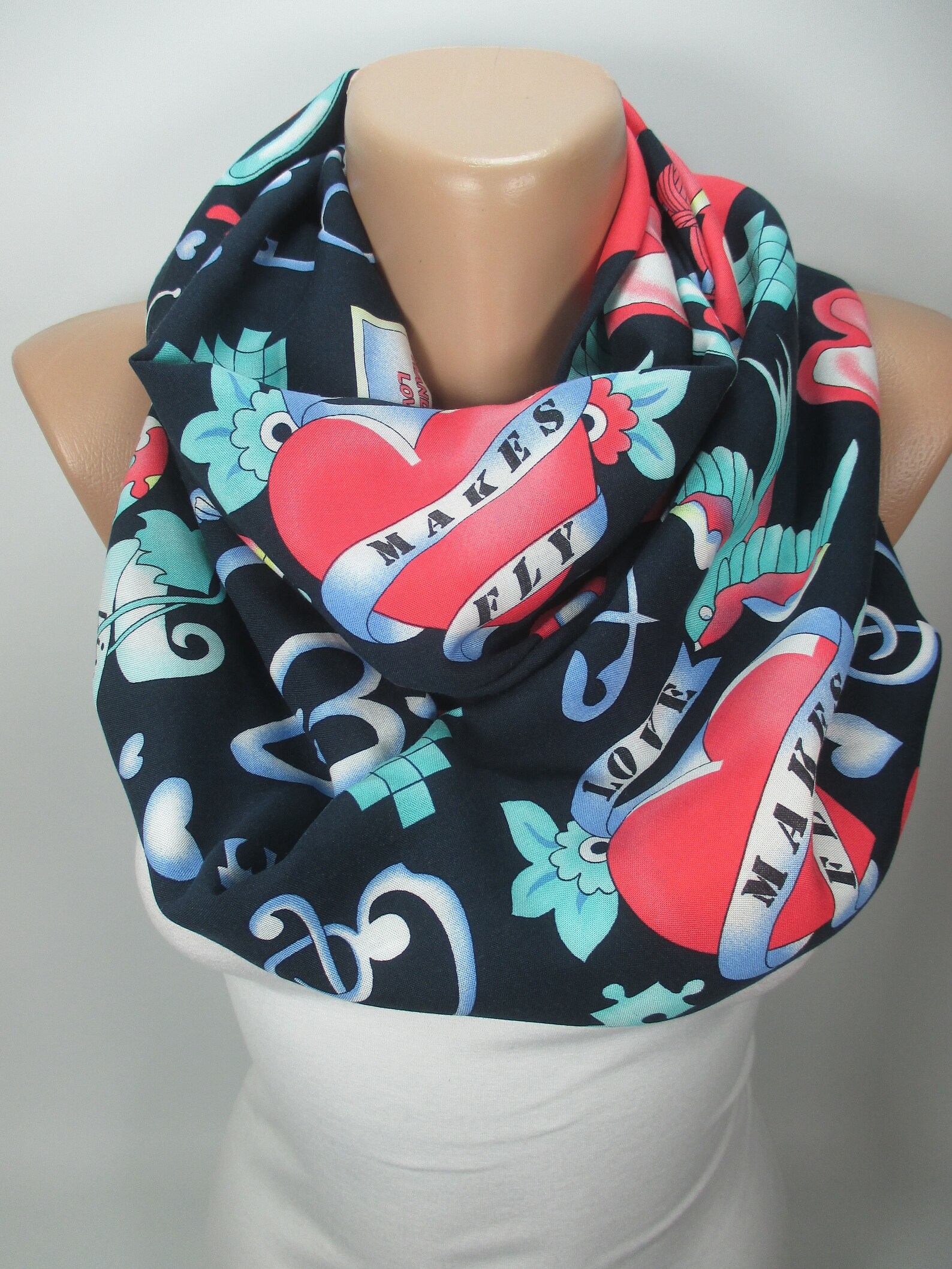 Love Scarf so Soft Cotton Infinity Scarf Heart Scarf Romantic Gift for ...