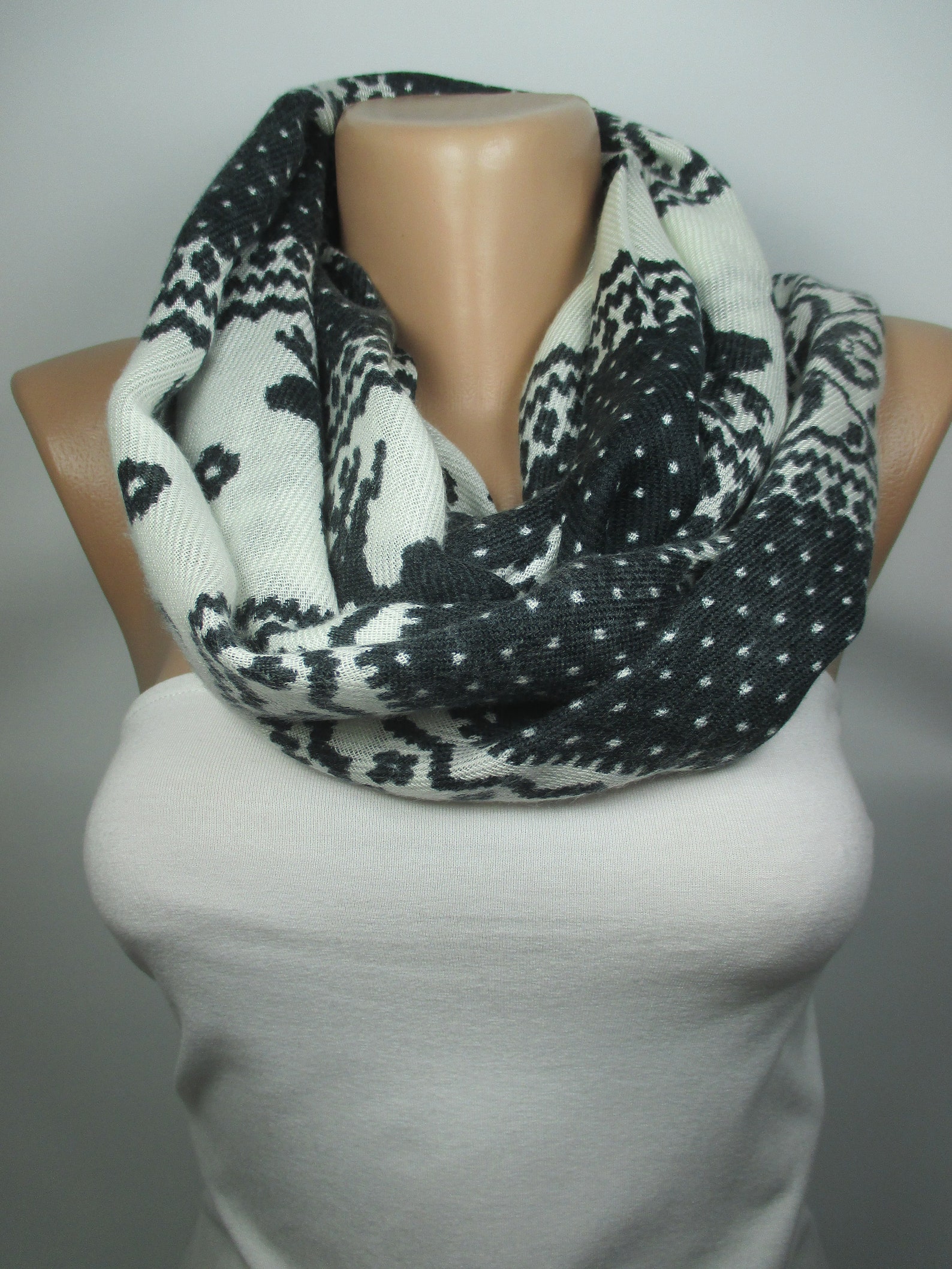 Nordic Scarf Shawl Deer Scarf Snowflake Scarf Unique Gift for Women ...