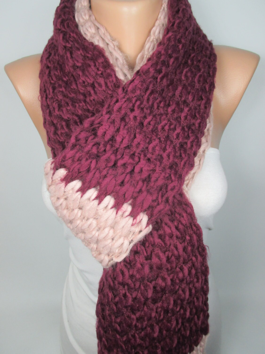 Hand Knitted Crochet Chunky Winter Scarf Unique Gift for Women Neck ...