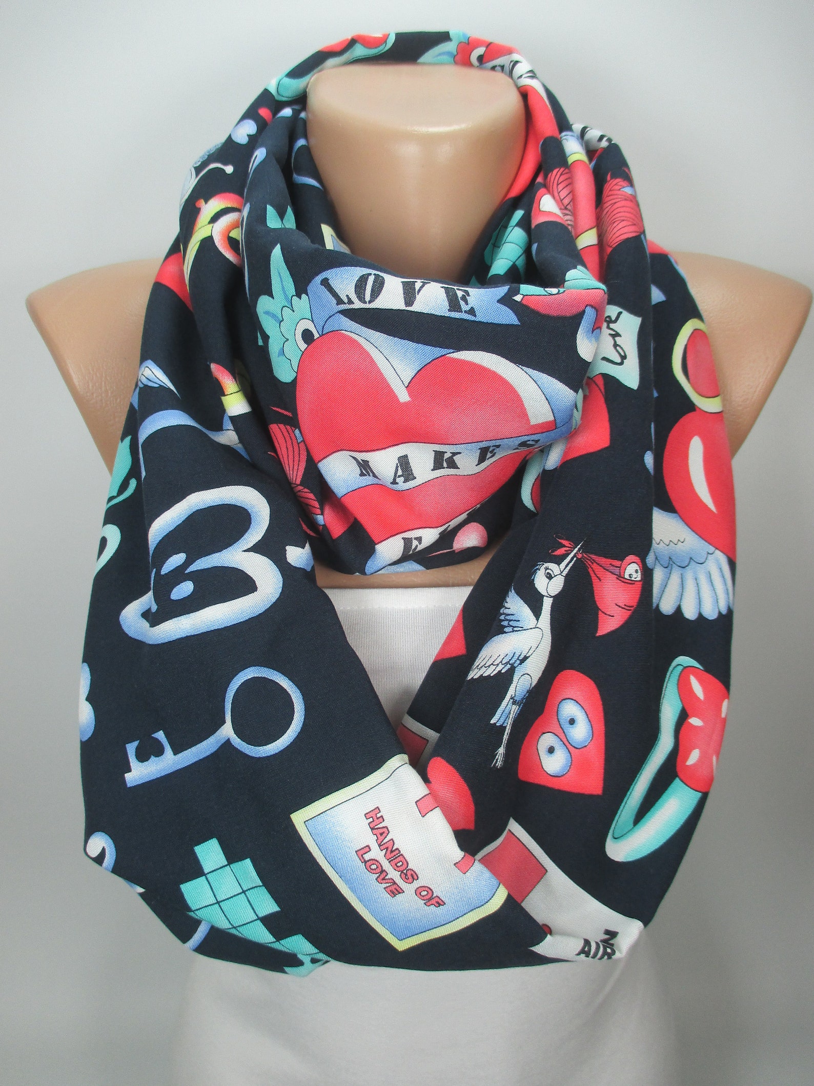 Love Scarf so Soft Cotton Infinity Scarf Heart Scarf Romantic Gift for ...