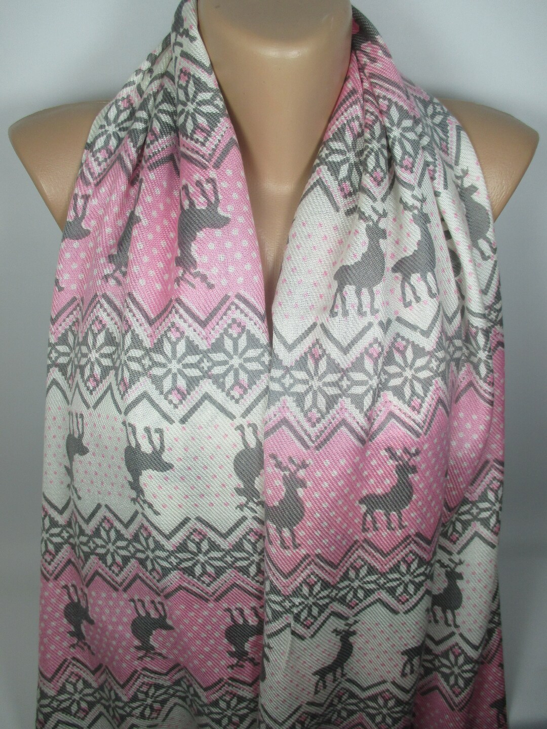 Nordic Scarf Shawl Deer Scarf Snowflake Scarf Unique Gift for Women ...