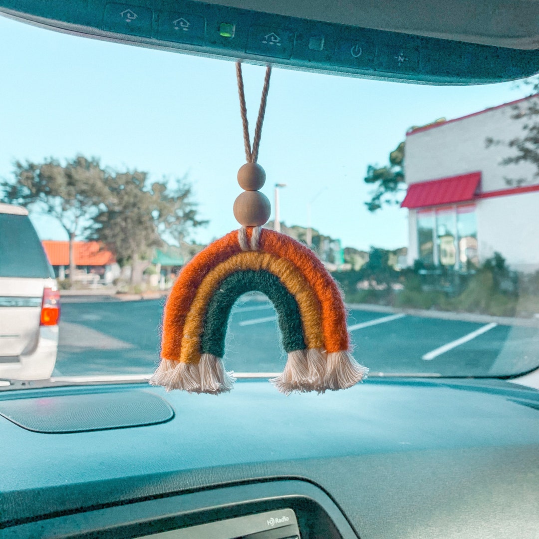 CUSTOM Macrame Rainbow Car Diffuser, Macrame Car Charm, Rainbow Car ...