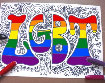 Coloring page lgbtq printable gay pride lgbt lesbic | Etsy