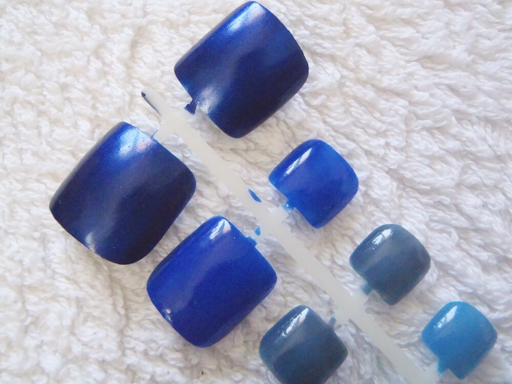 Gradient Blue 24 Full Toe False Nails Blue Toe Fake Nails Tips - Etsy