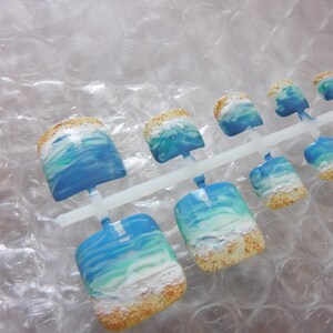 Sea Beach False Toe Nails Summer Fake Toenails - Etsy