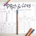 Pros & Cons List Journal Make Decisions Planner Printable | Etsy