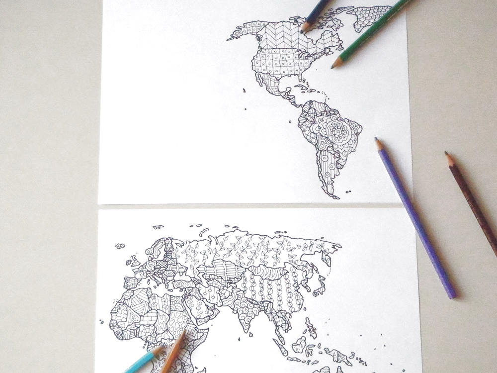 Coloring Map World Colouring Template Etsy Sales - Etsy