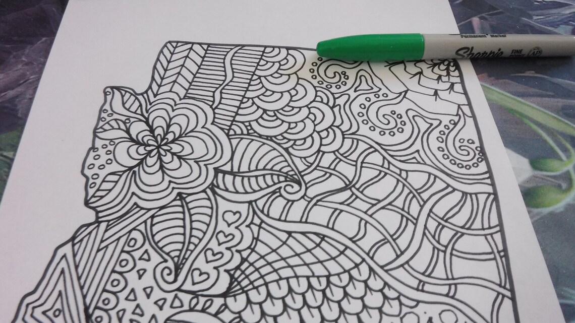 Printable Arizona Doodle Colouring Map Kids Adult Coloring - Etsy
